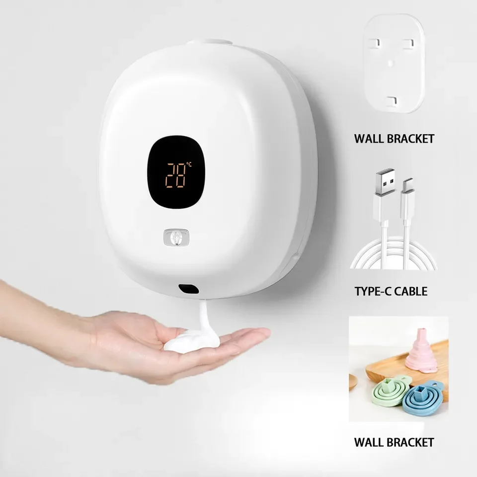 Portable Wall Mounted Touchless Automatic Hand Soap Dispenser 300ml USB Rechargeable Battery ...