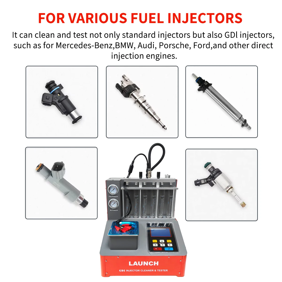 LAUNCH CNC-801A GDI Injector Cleaner Fuel Injectors Resistance Leakage ...