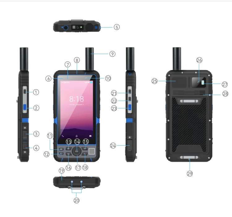 Hugerock G60s Rugged Pda Gnss Rtk Antena Waterproof Android Ip67 Smart ...