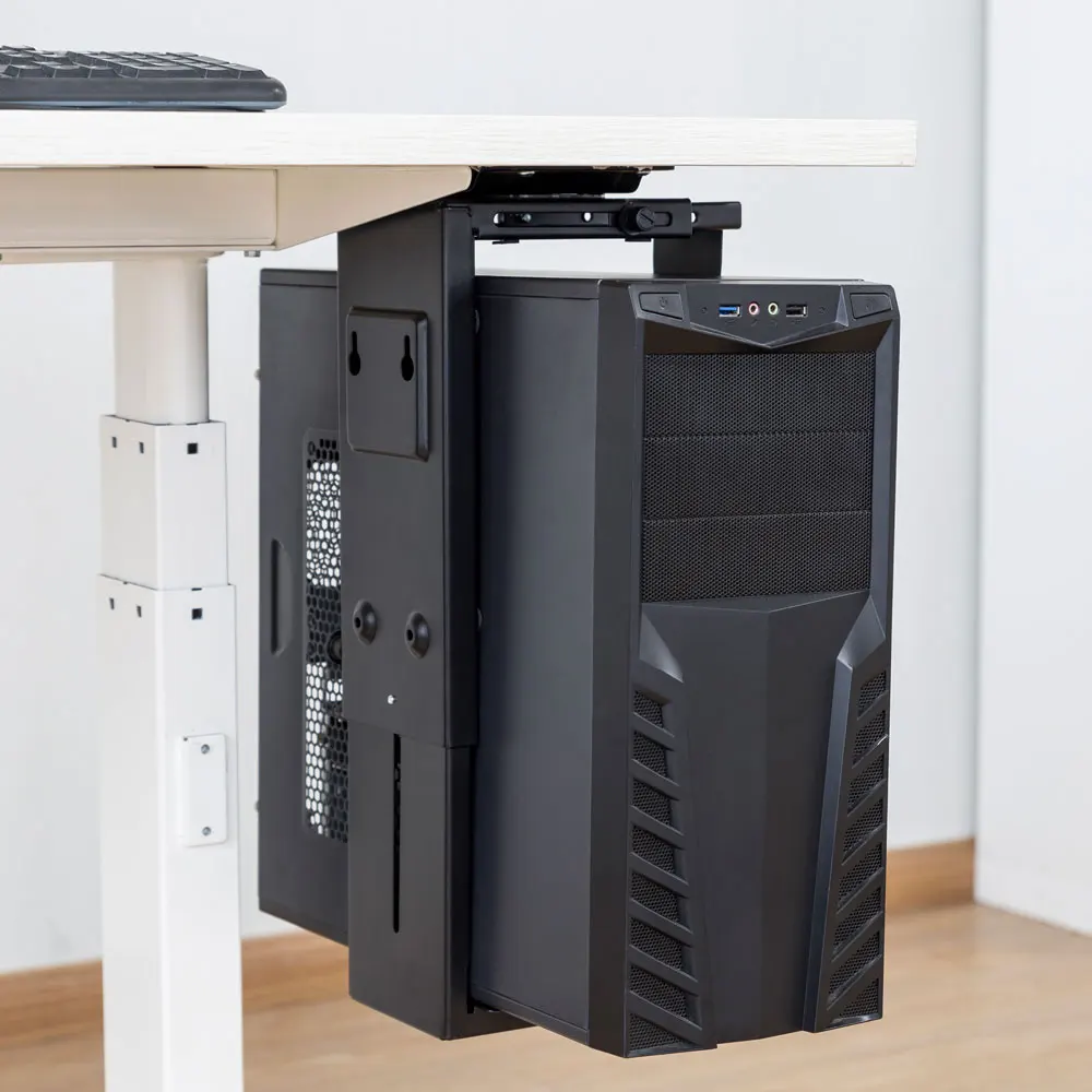 Adjustable Under Desk CPU Mount Bracket Computer Tower Holder Mount ...