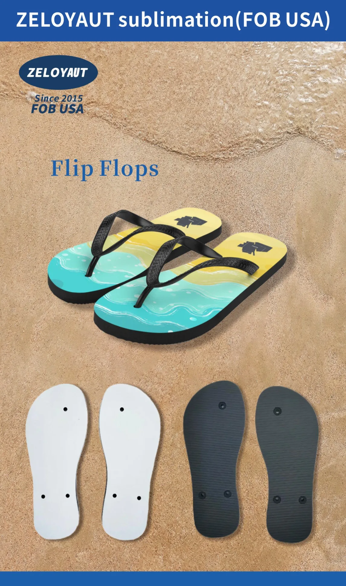 Custom Sublimation Slippers - Zeloyaut Flip Flop Blanks