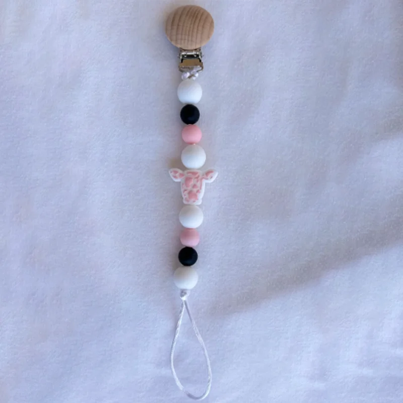 Western Cowboy Silicone Wood Beaded Pacifier Clip For Baby Gift Cute ...
