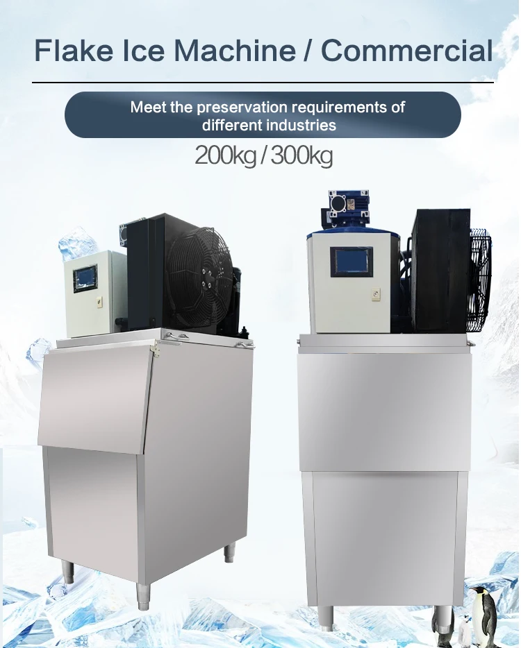 200KG/300KG/500KG/1Ton Commercial Flake Ice Generators Automatic Mode ...