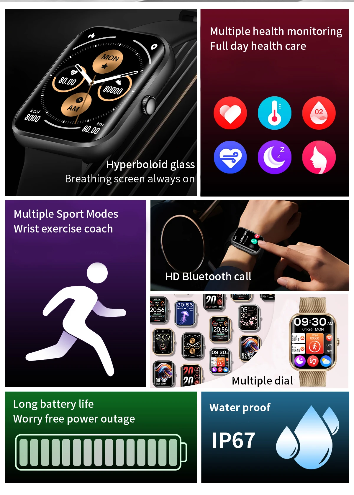 AK58 Smart Watch is designed for both women and men, featuring heart ...