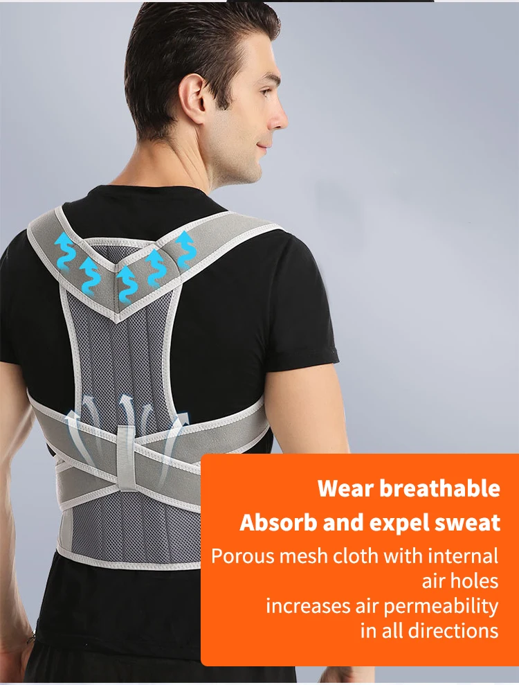 New Breathable Custom Adjustable Upper Back Upright Posture Correction ...