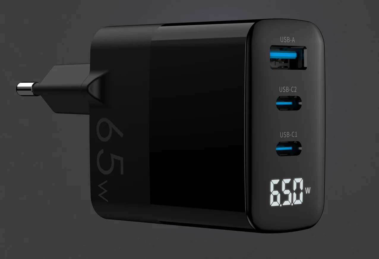 65w Pd Fast Qc 3.0 Portable Charger 1a2c With Lcd Intelligent Digital ...