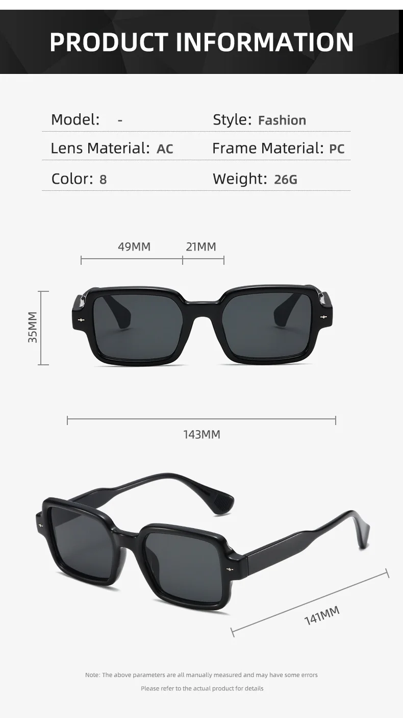 Ins 2024 Trend Luxury Square Shades Sunglasses for Men & Ladies