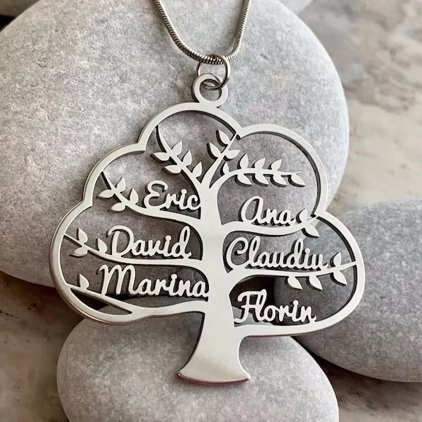 Mecylife Custom Family Tree Of Life Necklace Name Pendant Personalized ...