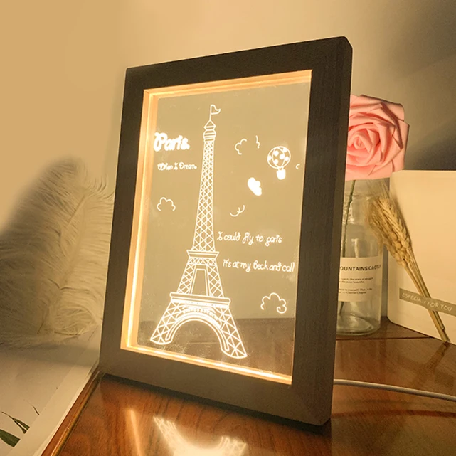 Home Decor Wood Photo Frame 3d Acrylic Led Night Light For Kids - Buy ...