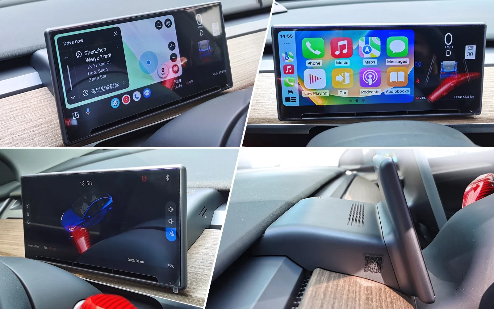 Tesla Model 3 & Y Highland HUD Display with USB, IPS Monitor & Bluetooth