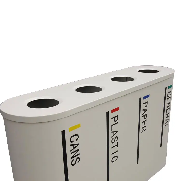 Outdoor Multi Compartment Waste Recycle Bin Mall Public Metal Sorting ...