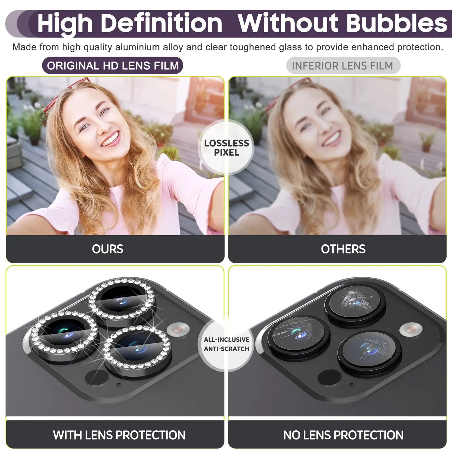 Iphone Camera Lens Protectors - Diamond Tempered Glass