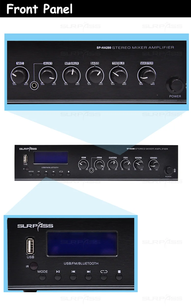 HA280 Mini Stereo Amplifier Public Address System Professional ...