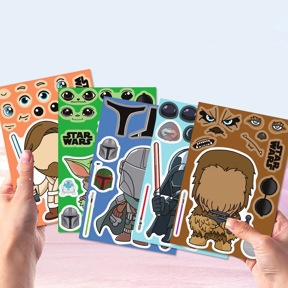 8 Sheets Funny Cartoon Movie Character Make A Face Stickers To Diy ...