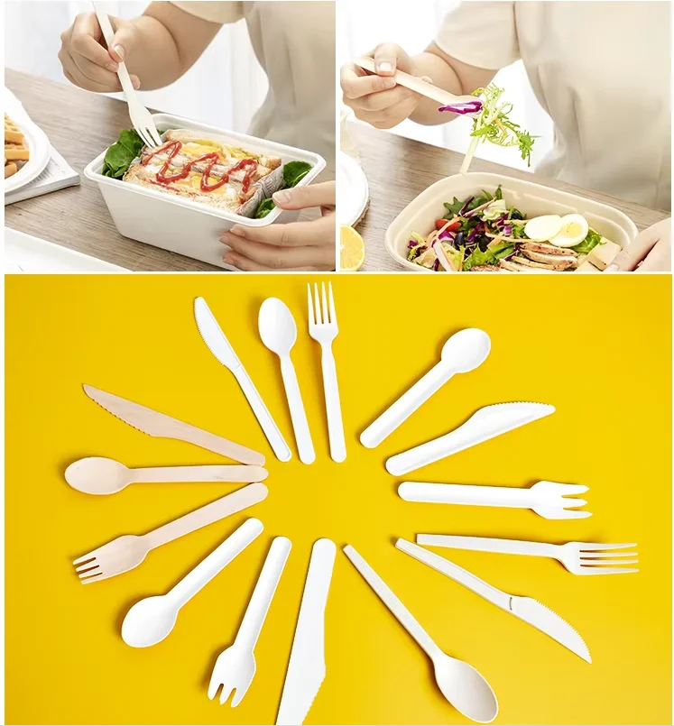 Custom Printed logo Eco Friendly Biodegradable Paper Cutlery Kit White ...