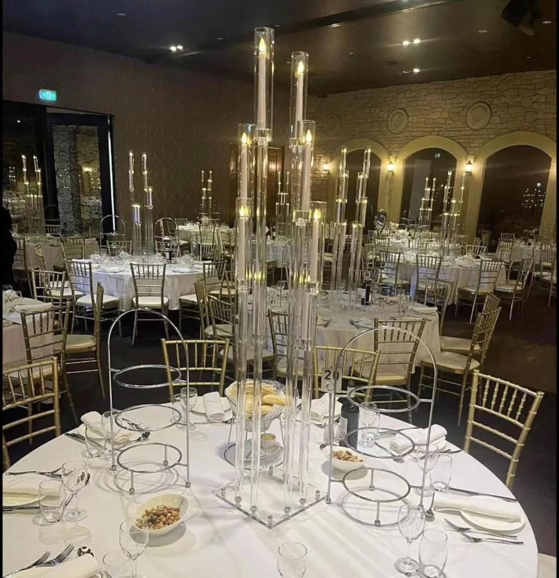 8 Heads Acrylic Candlestick Wedding Table Centerpiece Clear Candle ...