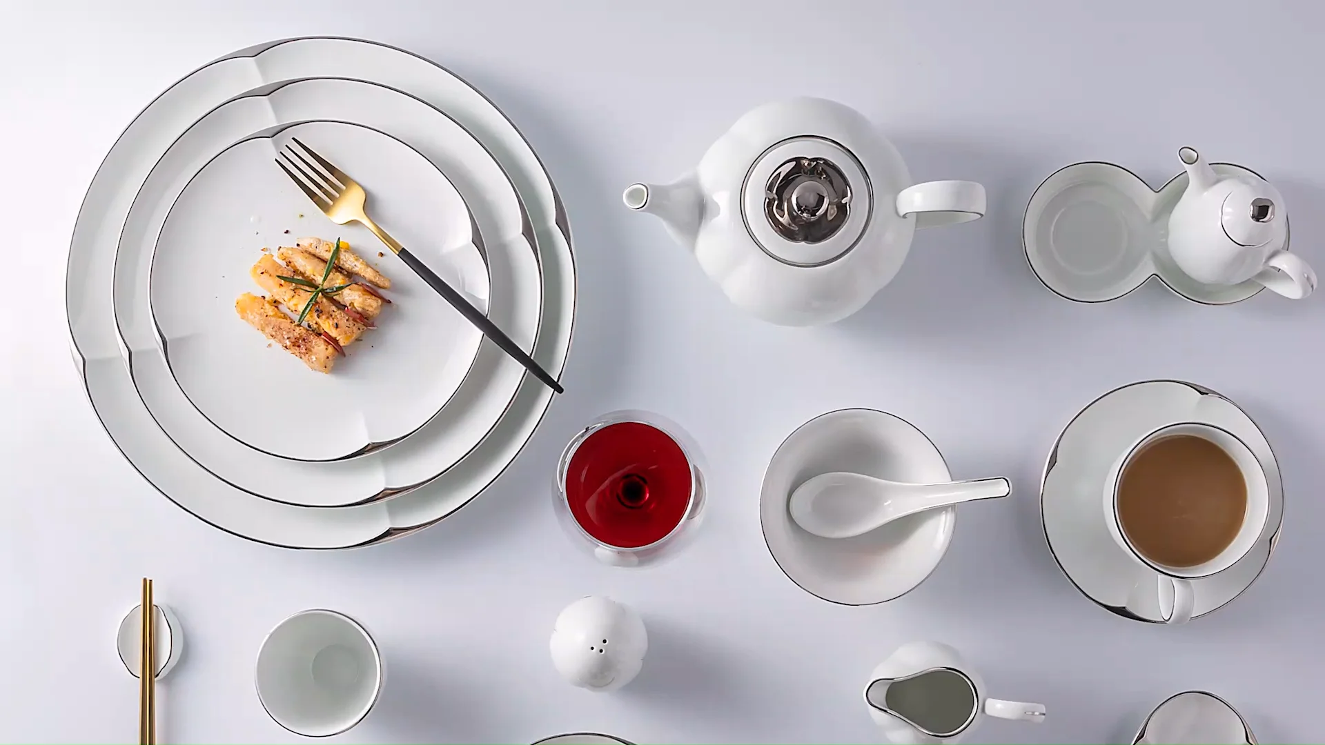 Modern Luxury Ceramic White Round Dinning Plate Set Dinnerware Dinner ...