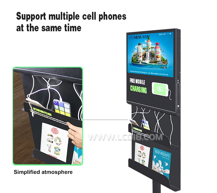 21.5inch Newspaper Magazine Floor Stand with Android Charger