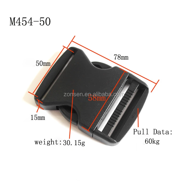 50mm Kam Plastic Buckle Black Backpack Adjustable Release Buckles Side ...