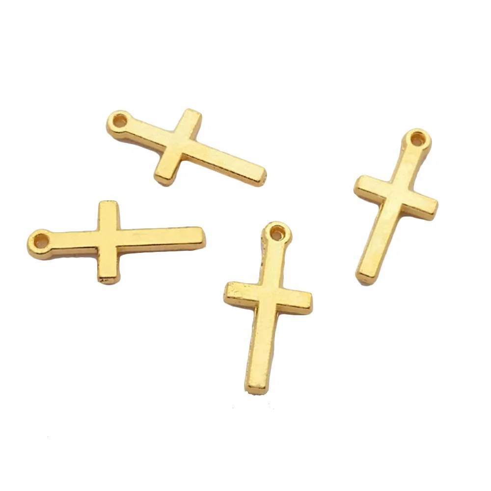 Diy Baby Pin Charms Mini Plain Gold Jesus Christianity Cross Shape ...