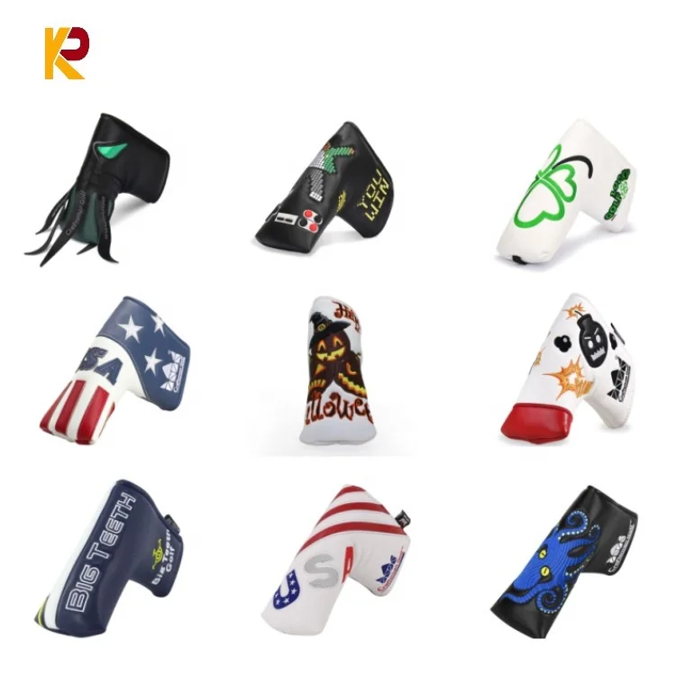 Custom Embroidery Pu Magnetic Closure Blade Putter Cover Golf Headcover ...