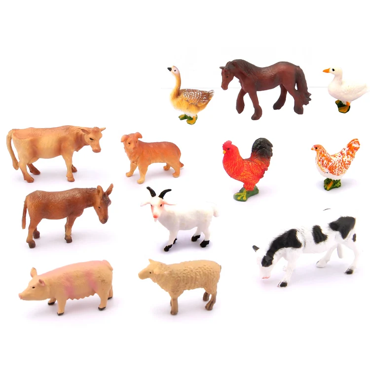 Farm Animal Figurines Toy Set 12 Piece Small Realistic Plastic Assorted ...