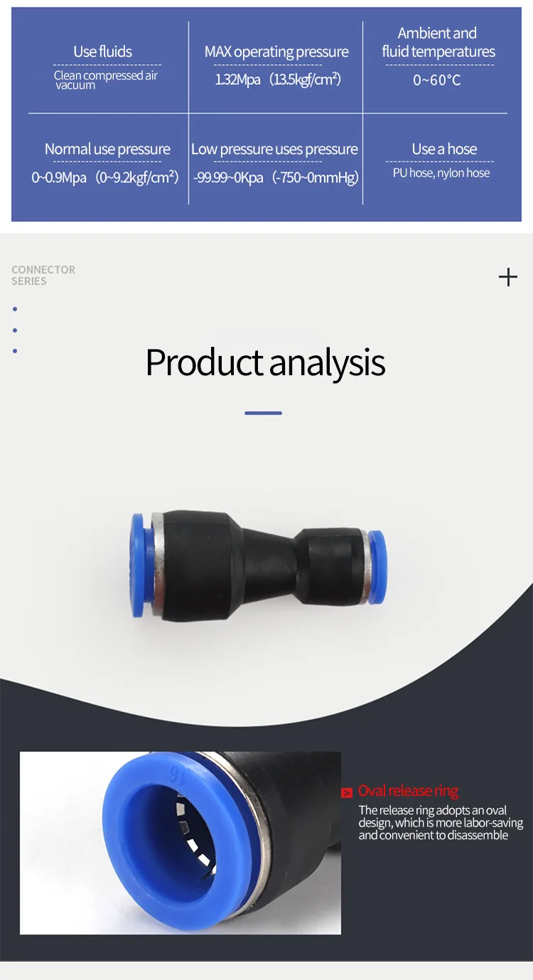 High Quality Pg Series Pneumatic Fittings Plastic Pg6-4 Pg10-8 Pg16-12 ...