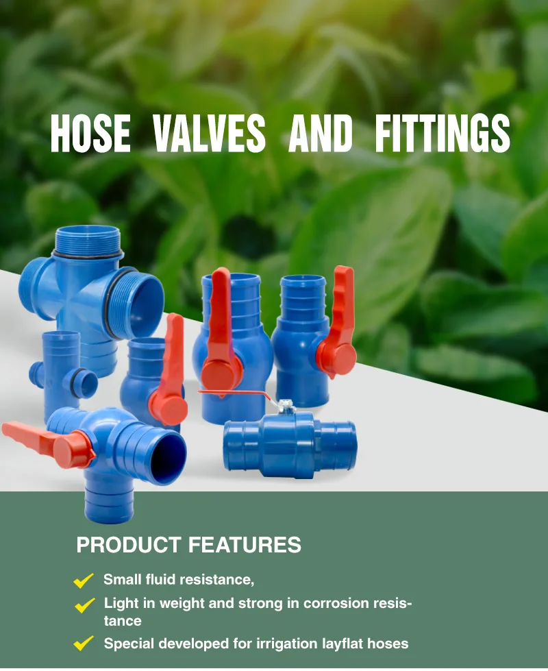 Irrigation PVC Layflat Hose Fitting Connector Three Way Pvc Tee Ball Valve