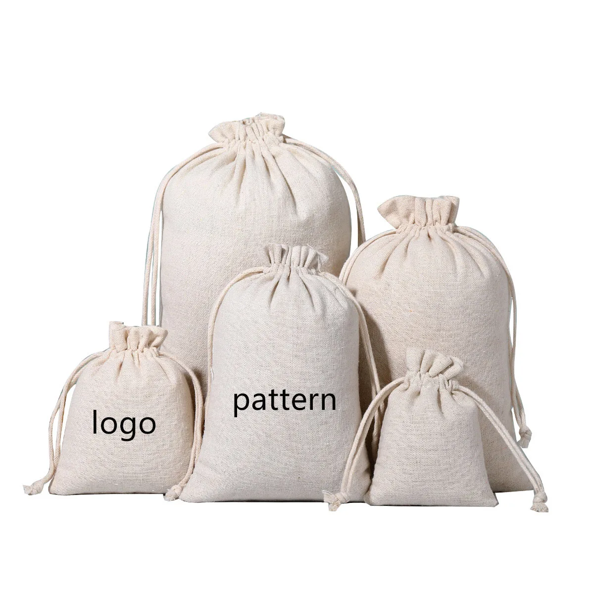 Boutique High Quality Drawstring Canvas Bags/custom Logo Printed Linen ...