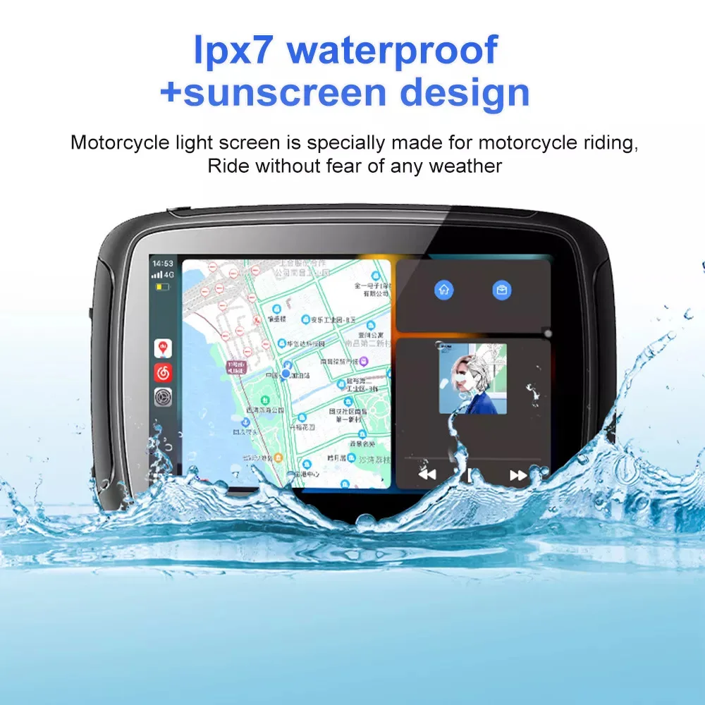 Ip67 Waterproof Motorcycle Carplay & Android Auto 5 Inch Touch Screen ...