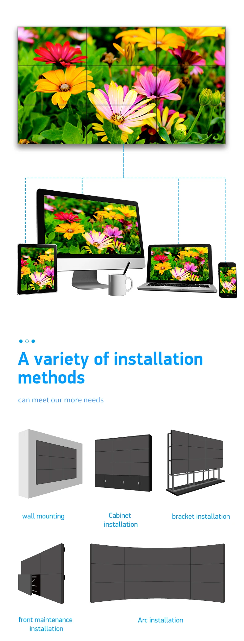 A+ Screen 46 Inch LCD Video Wall with Auto Temperature Controller