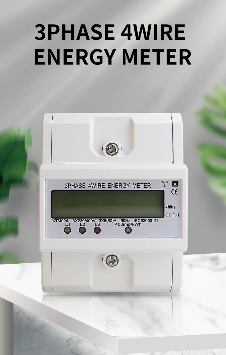 Din Rail 3 Phase 4 Wire Electronic Watt Power Consumption Energy Meter ...