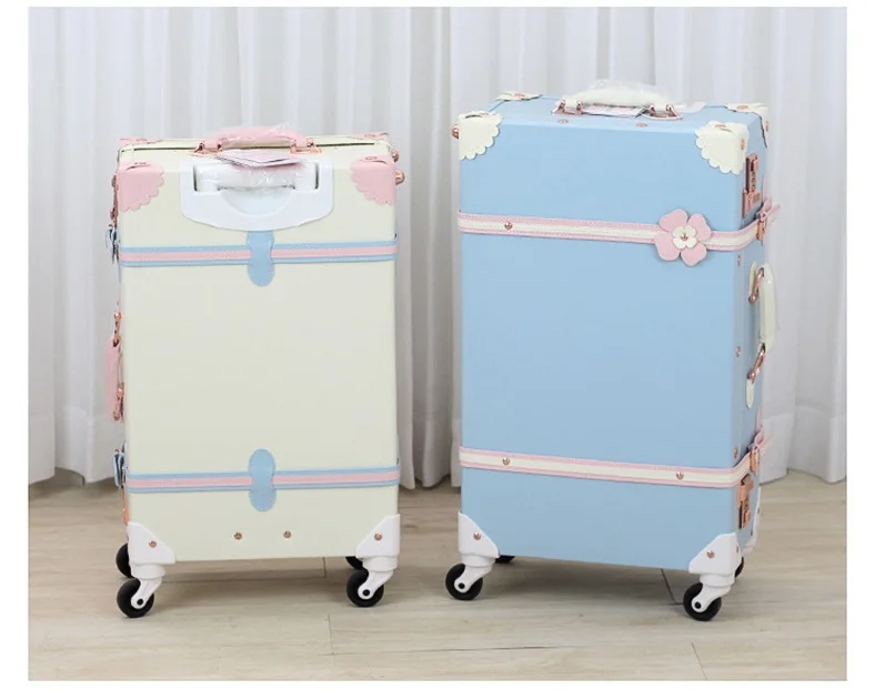 Hand Made Retro Looks Wheeled Briefcase Embossed Flower Design Pu ...