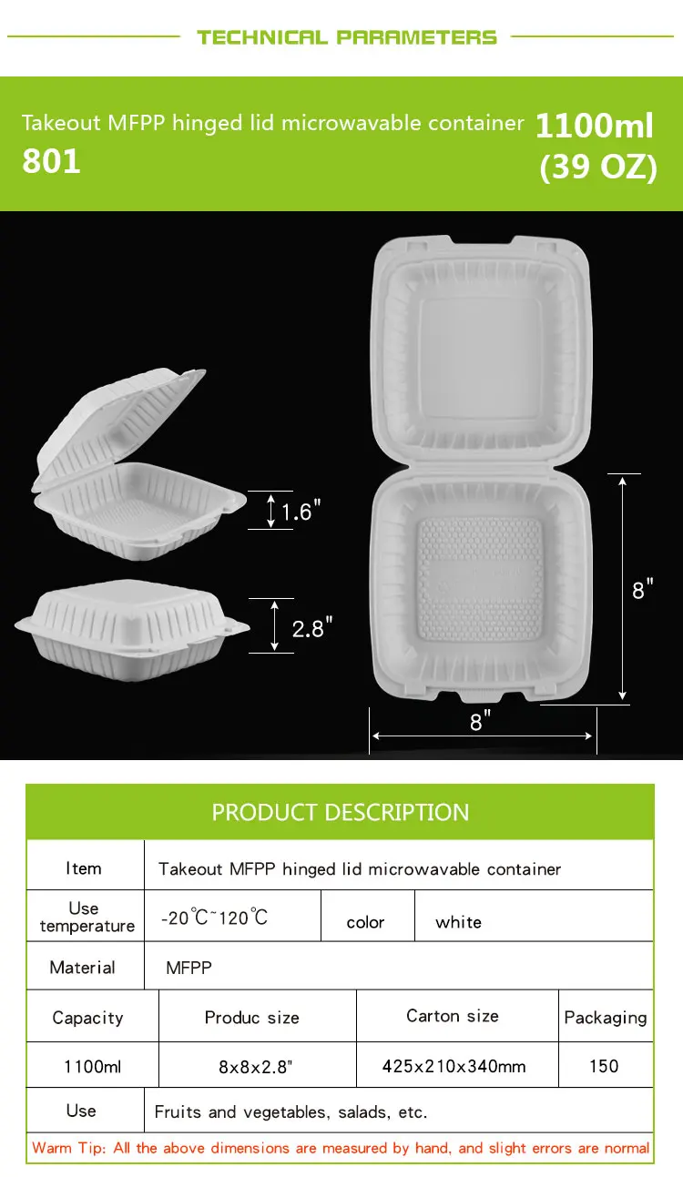 Eco-Friendly Takeout Disposable Food Containers Mfpp 3 Compartment ...