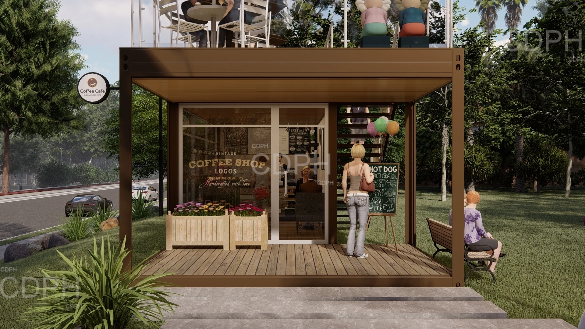 20ft 40ft Prefab Coffee Shop Bar Restaurant Luxury Flat Pack Container ...