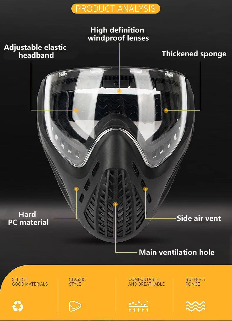 Yakeda Tactical Mask Goggles - Full Face Protection Gear