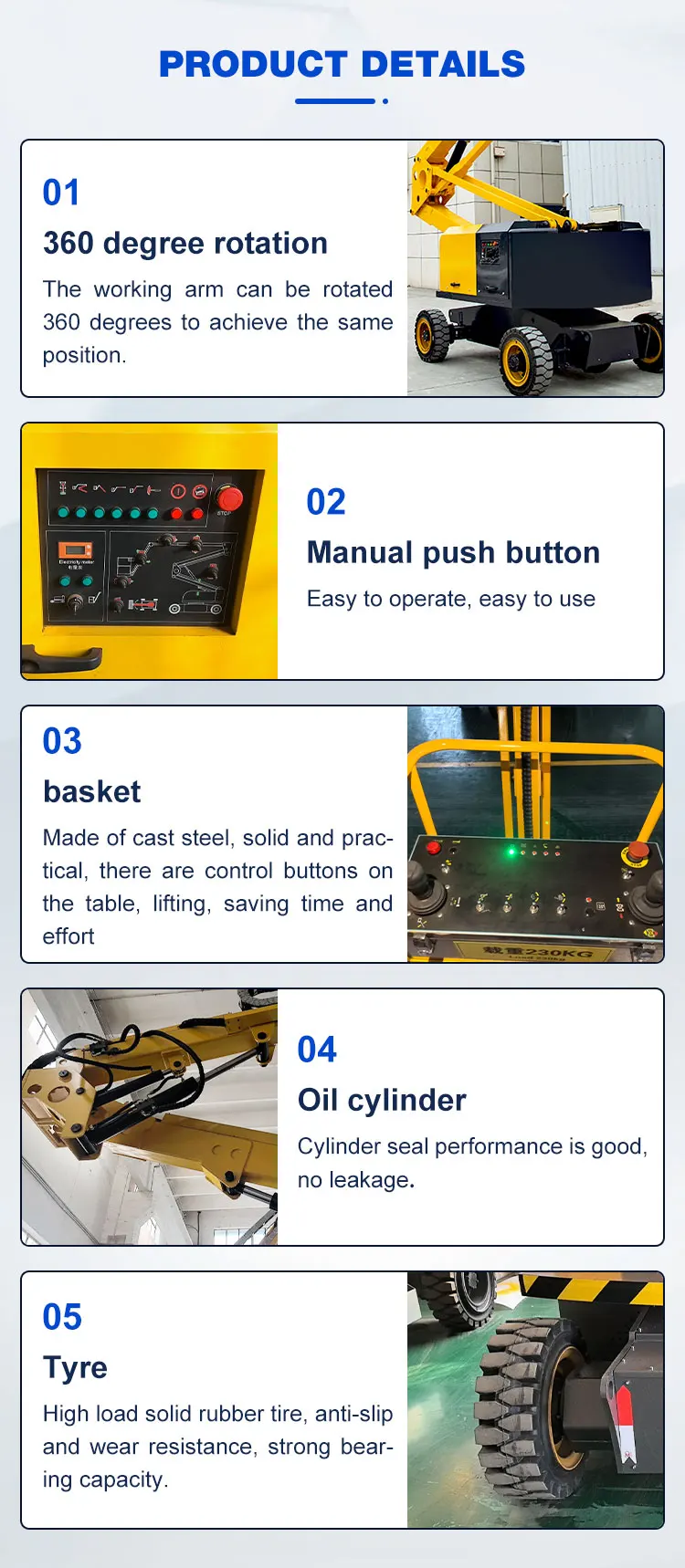 6-12m Boom Liftsmall Articulating Boom Lift 14m Hand Lift Truck Crank ...