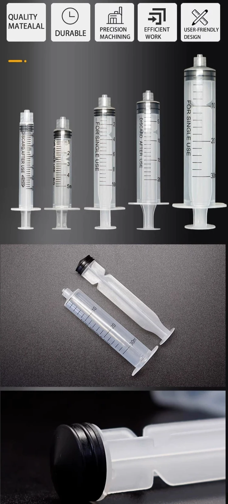 Industrial Syringe 1ML 2ML 3ML 5ML 10ML Plastic Luer Lock Head ...