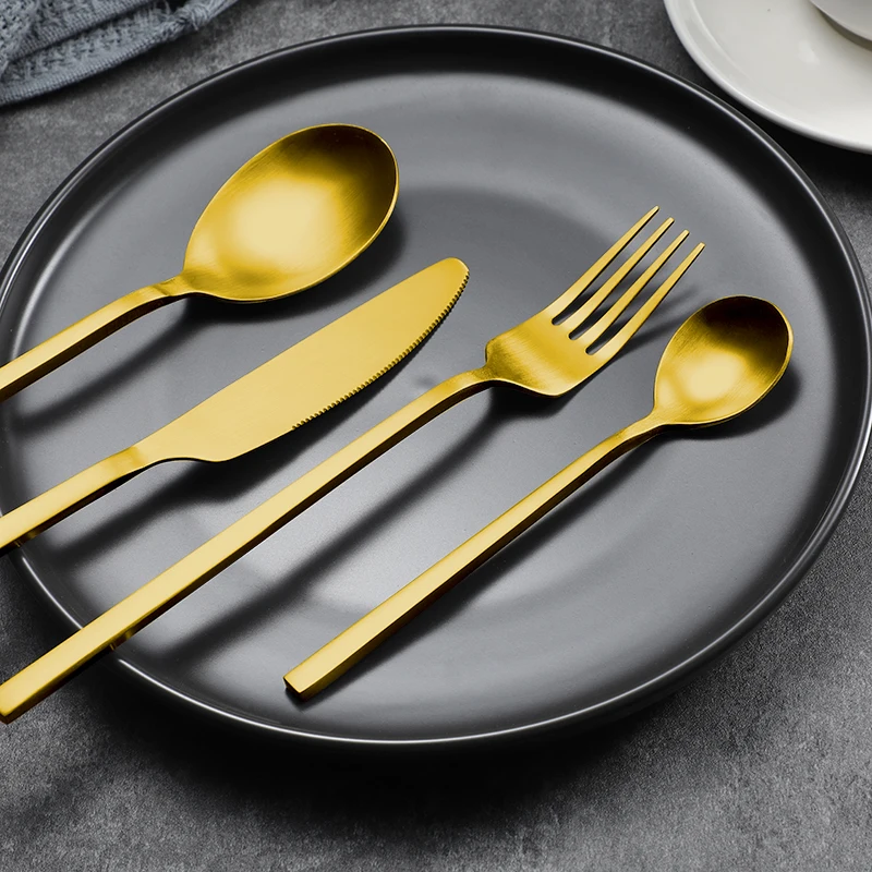 Matte Gold Silverware Sets for Modern Weddings & Events