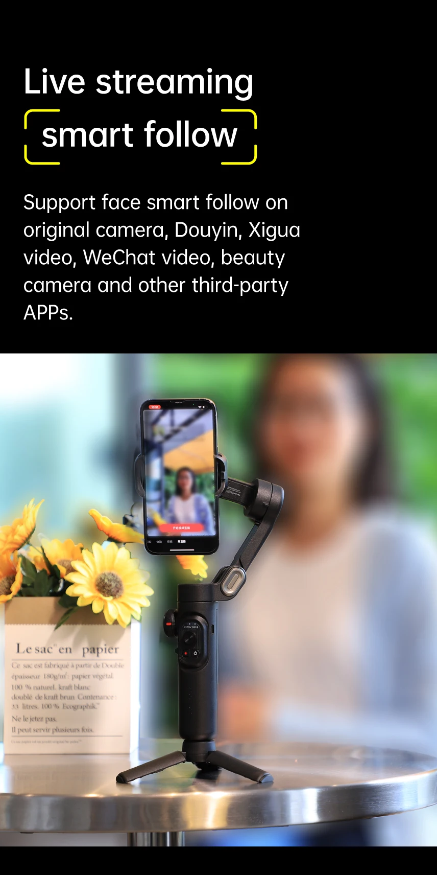AOCHUAN Smart XE 3-Axis Gimbal Stabilizer: Foldable Selfie Stick with ...