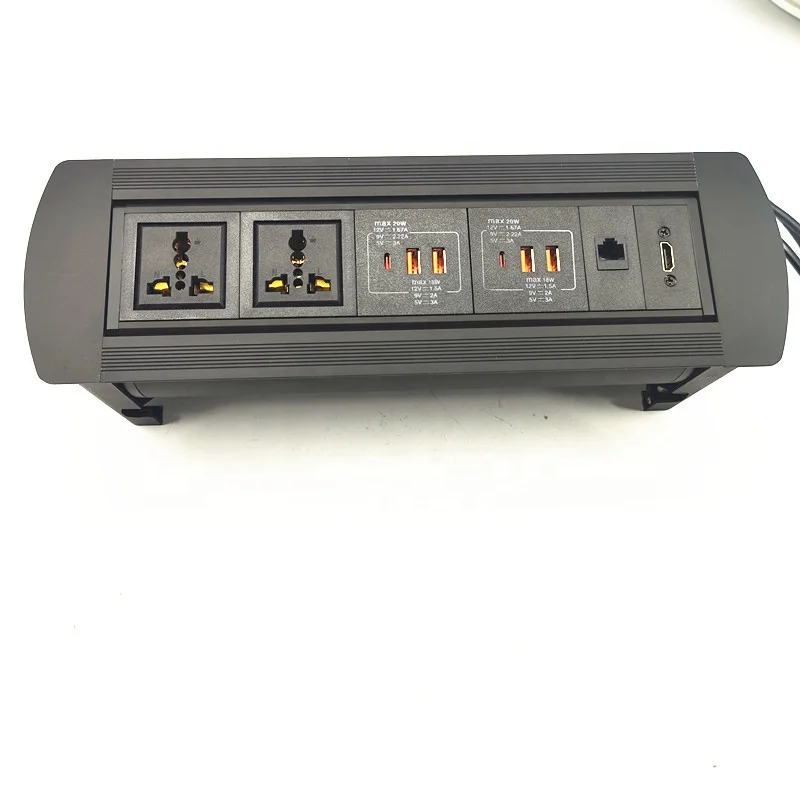 Universal Power Hidden Mounted Conference Table Desktop Manual Lip up ...