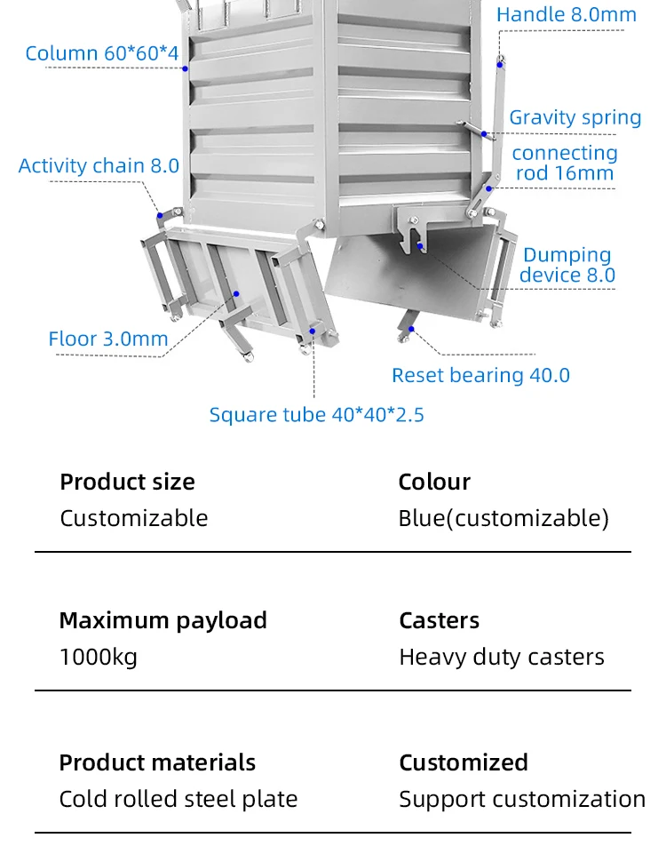 Large Capacity 2MM Thick Opening Bin Industrial Waste Container Bins ...