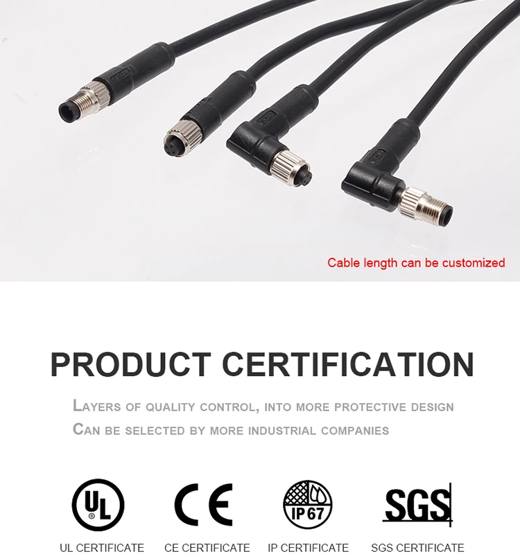 Circular Sensor M5 4Pin Female Connector Overmolded Right Angled With ...