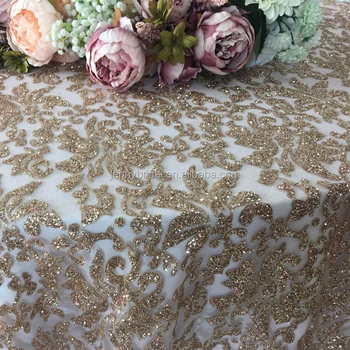 Tc183a Table Overlay Wedding Cloth Cutting Table Sprinkle Gold Lace ...