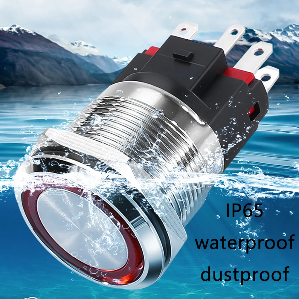 Latching Ip65 Metal Waterproof Ring Light 10a Push Button Momentary ...