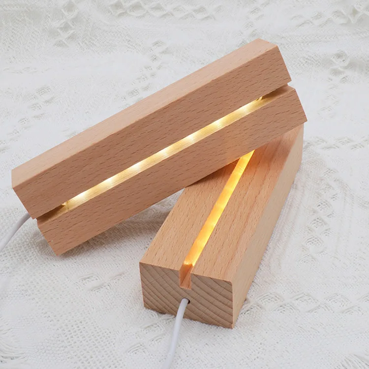 Rectangular Wooden Led Lights Display Base Stand 3D Plexiglass Lamp ...
