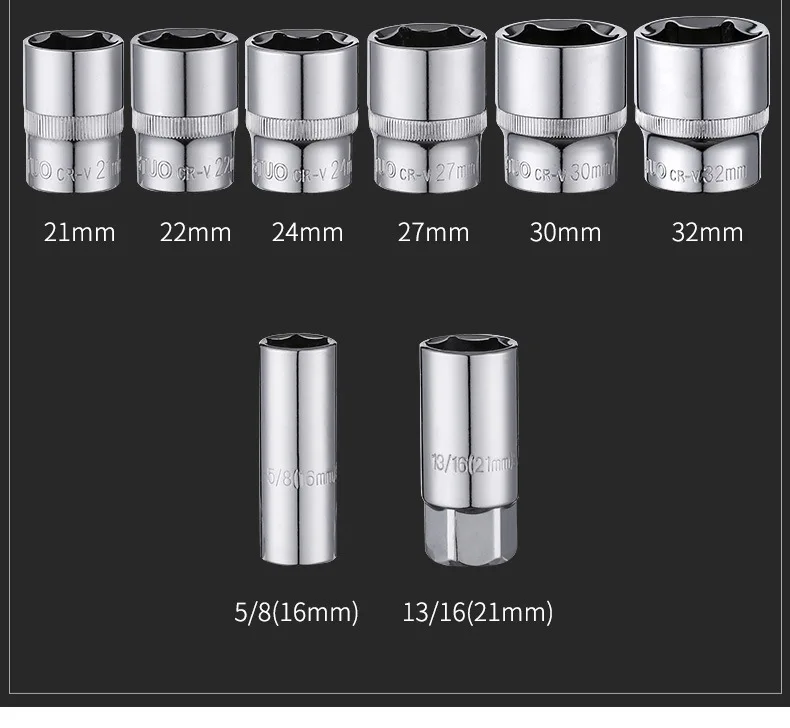 Multi-size 10mm Mirror Socket Set Tool Kit for Wrenches
