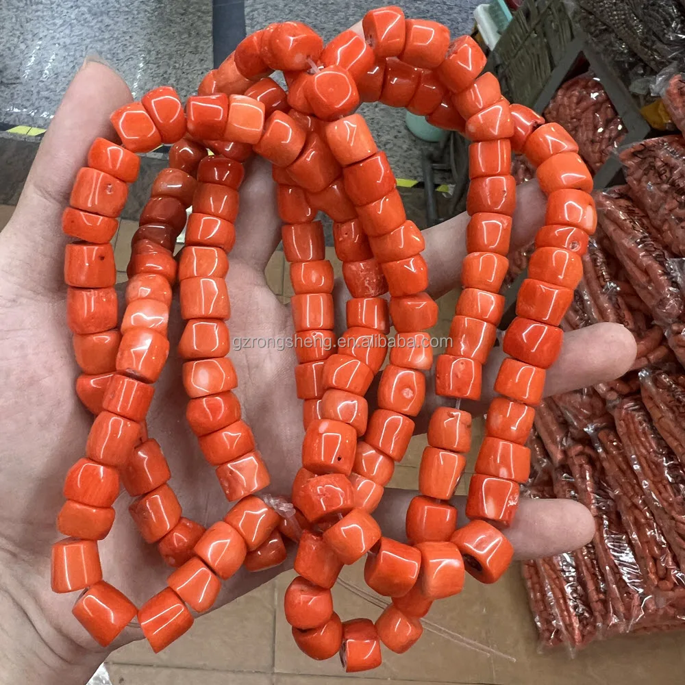 Wholesale 8x10mm Natural Loose Orange Wheel Shape Coral Beads Sea ...