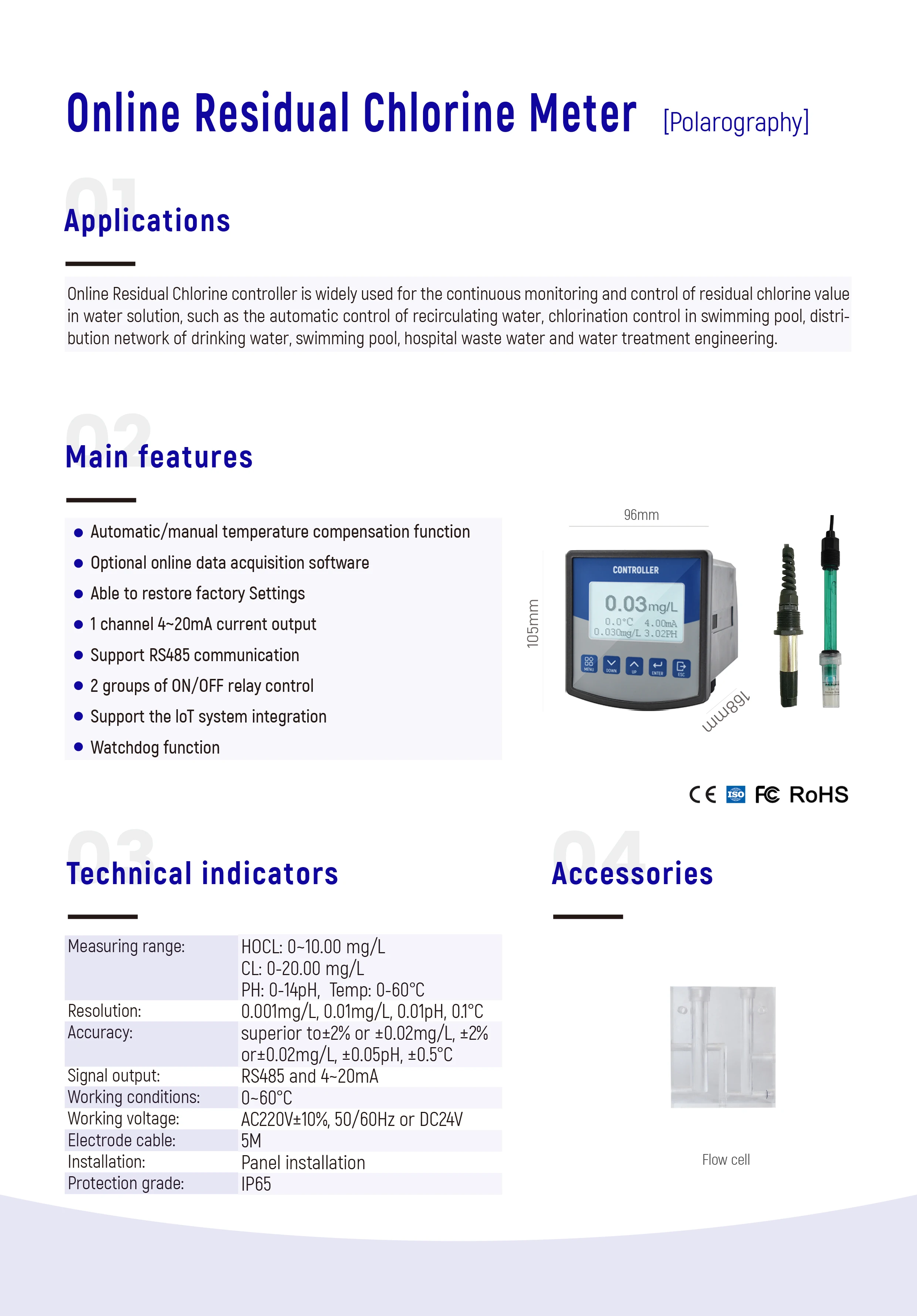 Rs485 Dogital Residual Chlorine Meter Analyzer Online With Sensor - Buy ...
