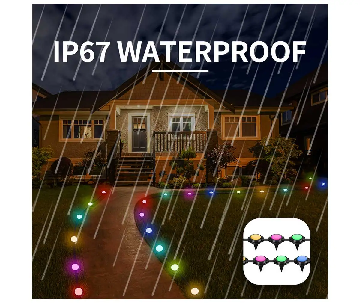 48ft Smart Ground String Lights 24V RGB 15leds Waterproof APP Outdoor ...